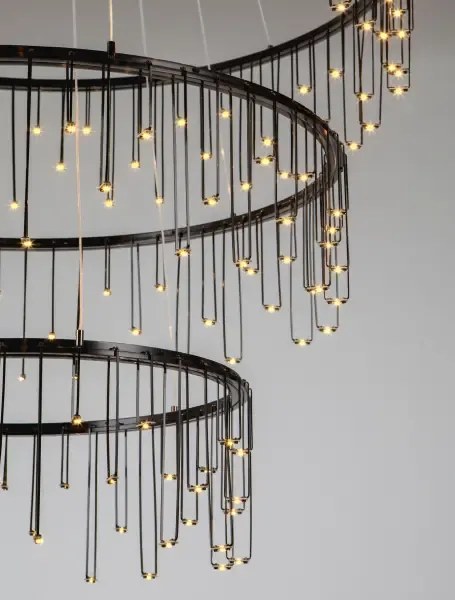 LED stmívatelný černá designový lustr Stellar 200