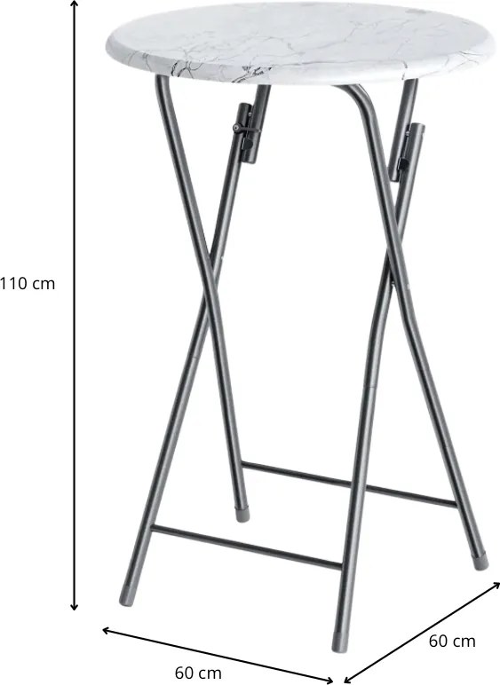 Cateringový skládací barový stůl MARLE 60 cm mramorově bílý