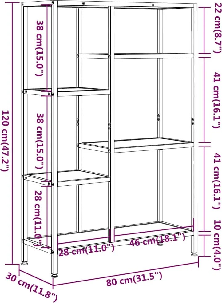 Knihovna 80 x 30 x 120 cm ocel a kompozitní dřevo 336357