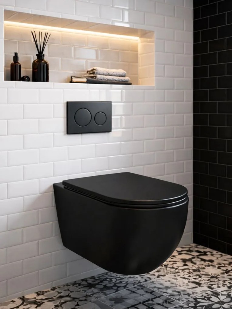 UPTrend Závěsný WC komplet bez příruby CANEO VORTEX TR2196DF‑U18 včetně Soft-Close sedátka, černá mat