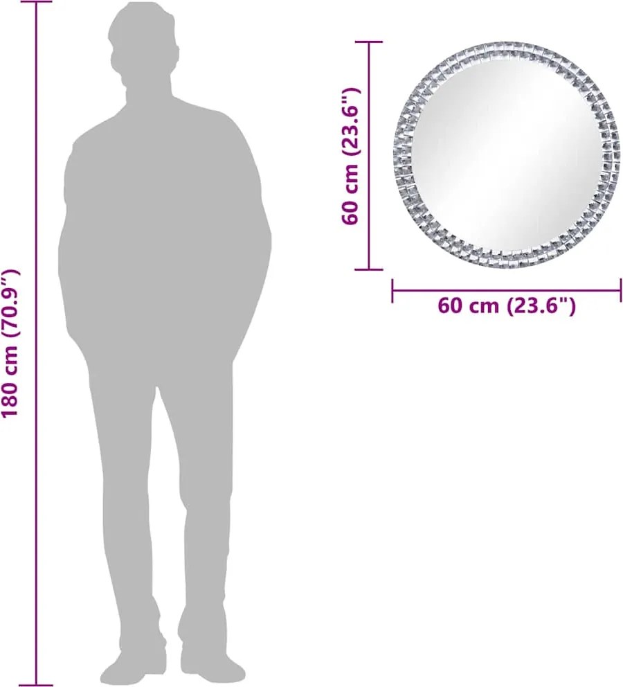 Nástěnné zrcadlo 60 cm tvrzené sklo 249449