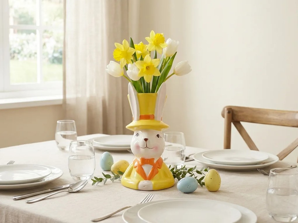 Velikonoční keramická váza EASTER BUNNY 20 cm - více barev Barva: Oranžová