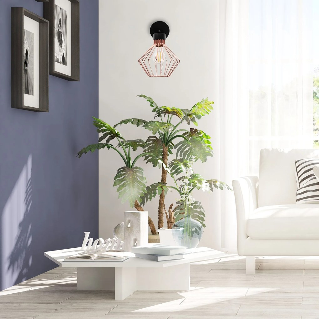 Toolight - Nástěnná lampa 1xE27 392180, růžové zlato-černá, OSW-08559