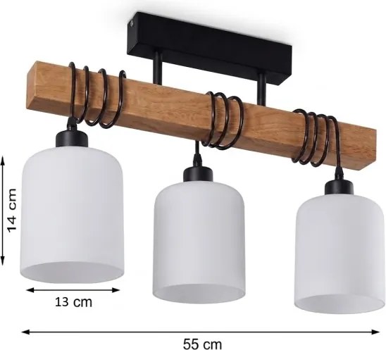Brilagi - Přisazený lustr WOOD GLASS 3xE27/60W/230V borovice/černá/bílá