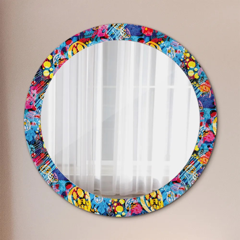 Kulaté dekorativní zrcadlo Barevné čmáraní fi 80 cm