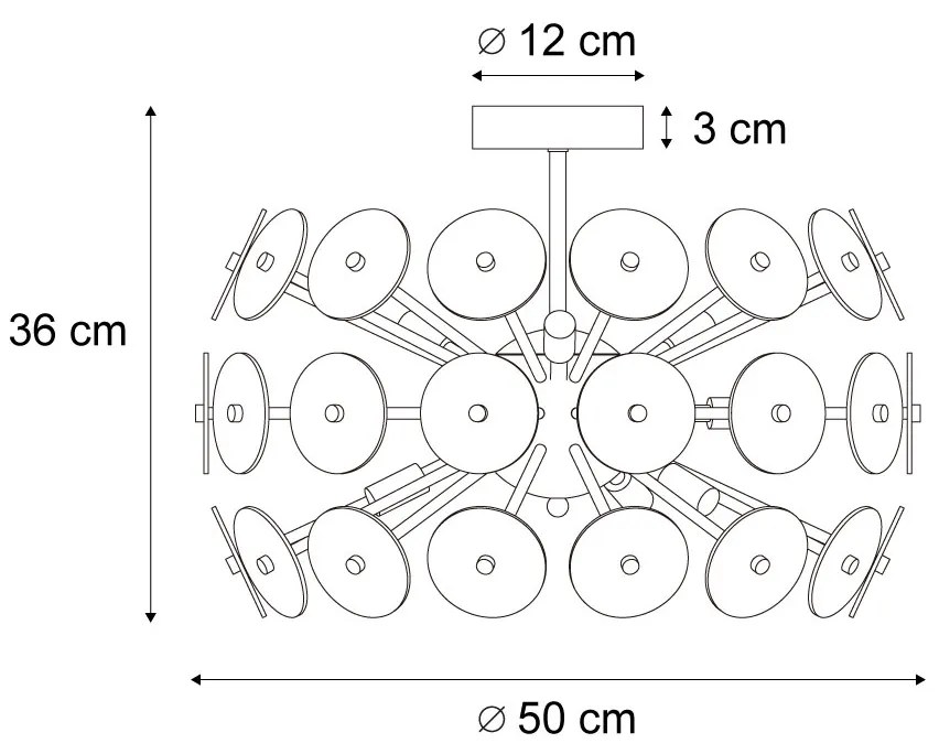 Art Deco stropní svítidlo černé s jantarovou a kouřovou - Atomic