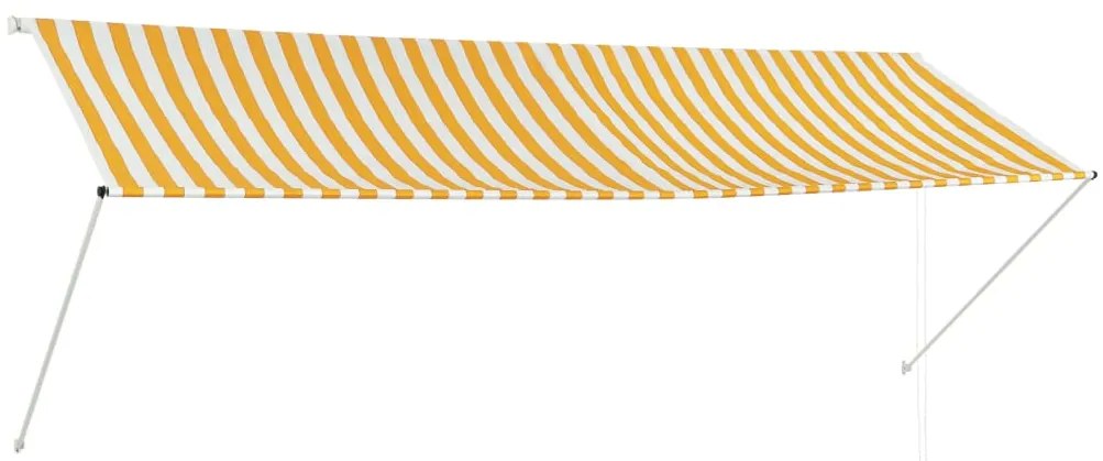 143756 vidaXL Zatahovací markýza žluto-bílá 350 x 150 cm