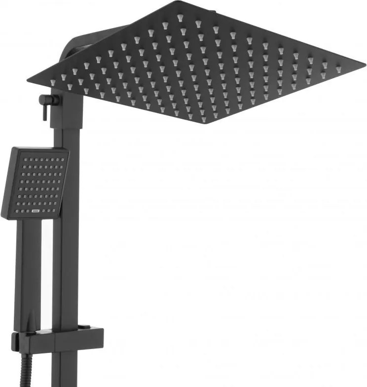 Erga Goba, sprchová souprava s termostatickou baterií a dešťovou hlavicí 25x25cm, černá matná, ERG-YKA-BP.GOBA-THERM-25-BLK