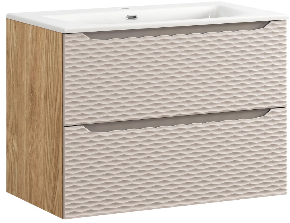Comad Koupelnová skříňka s keramickým umyvadlem Ocean Beige 80 cm - béžová