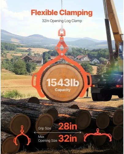 81,3 cm kleště na zvedání kmenů 2 drápy Pevný ocelový drapák na klády Otočné