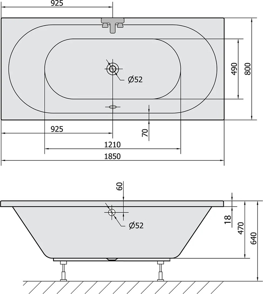 Polysan Viva B Slim 185 x 80 cm vana obdélníková akrylátová 71968S