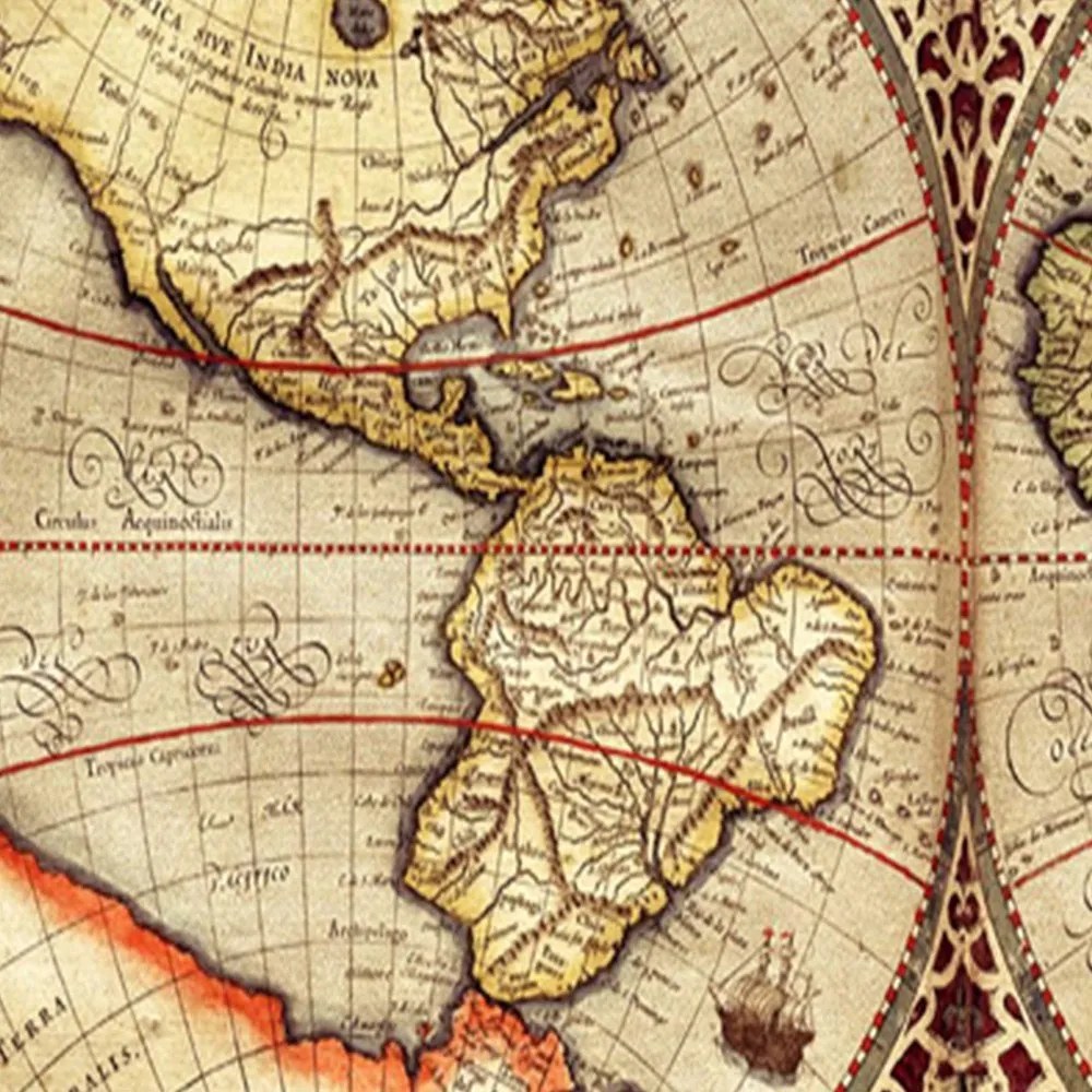 Ozdobný paraván Stará mapa - 180x170 cm, pětidílný, obustranný paraván 360°