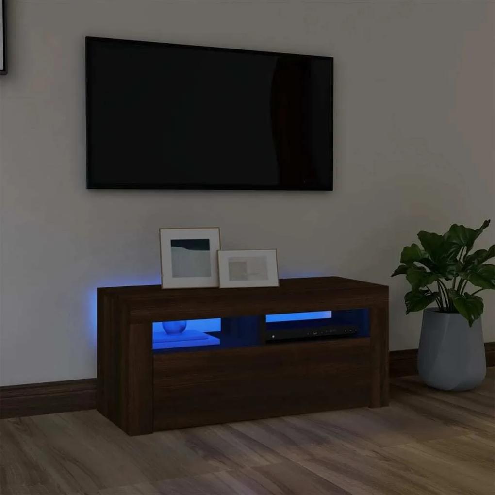 vidaXL TV skříňka s LED osvětlením 90 x 35 x 40 cm [815691] Barva: kouřový dub