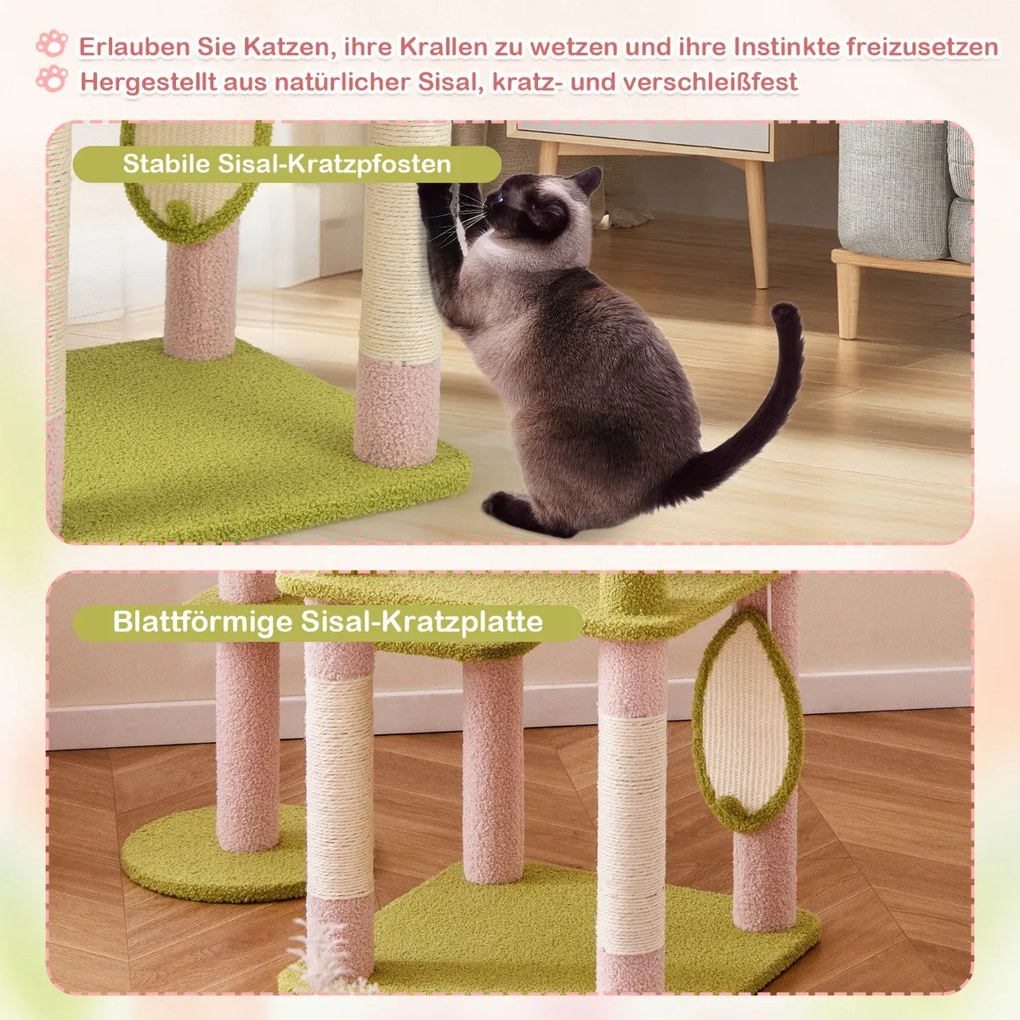 Costway Květinové škrabadlo a plyšová polstrovaná platforma a Cat House Cat Tree