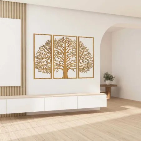 Třídílný dřevěný Strom života | Moderní 3D obraz na zeď | SENTOP HDF0179