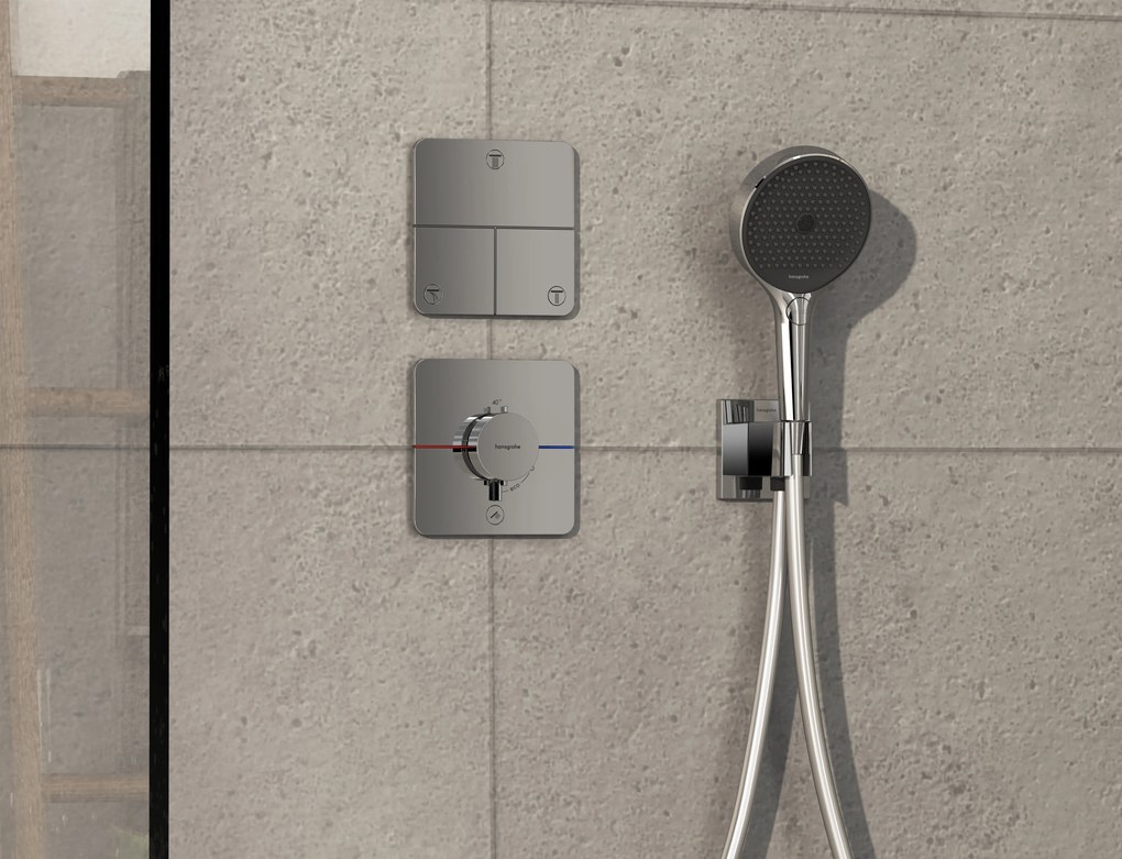 Hansgrohe ShowerSelect Comfort Q, termostat pod omítku pro 1 spotřebič a další výtok, chromová, HAN-15589000