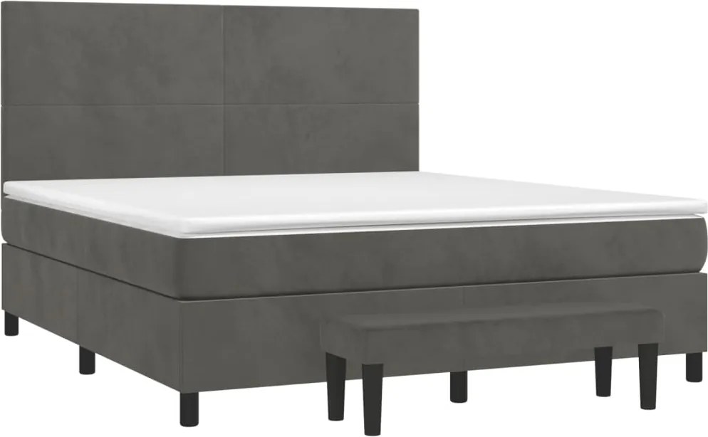 Box spring postel s matrací tmavě šedá 160x200 cm samet 3137732