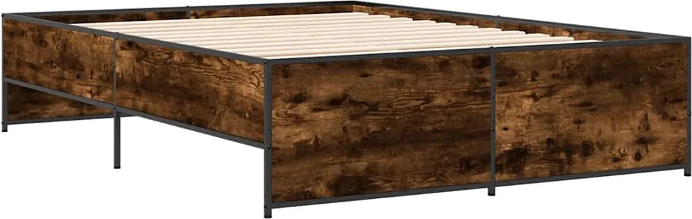 Rám postele kouřový dub 135 x 190 cm kompozitní dřevo a kov 3279904