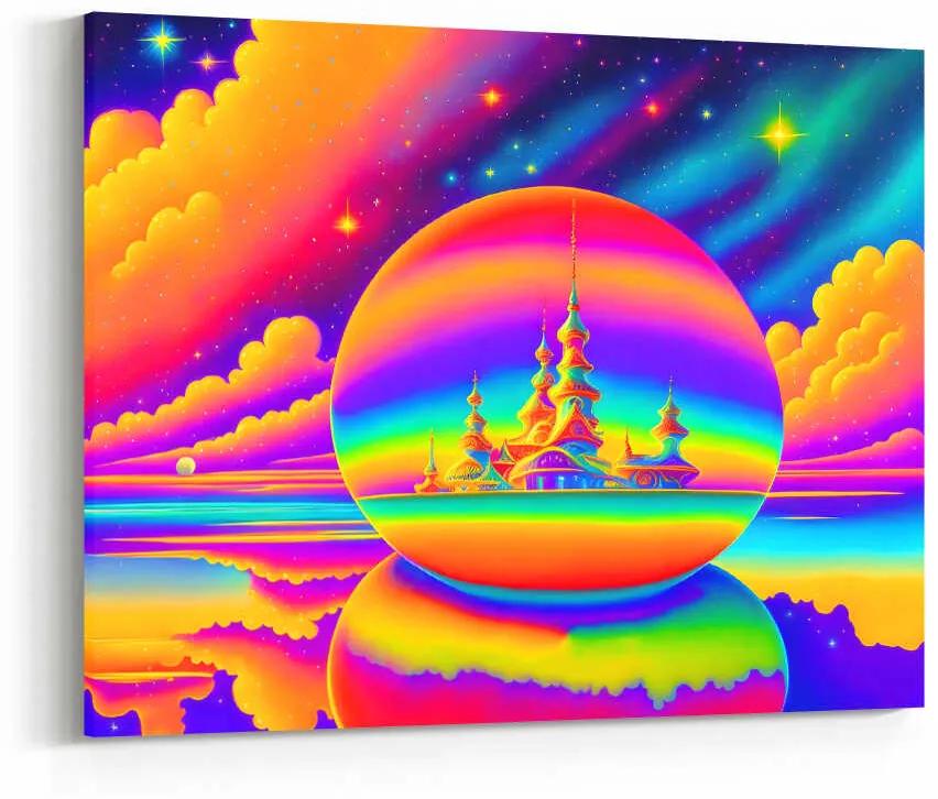 Obraz chrám v barevné bublině