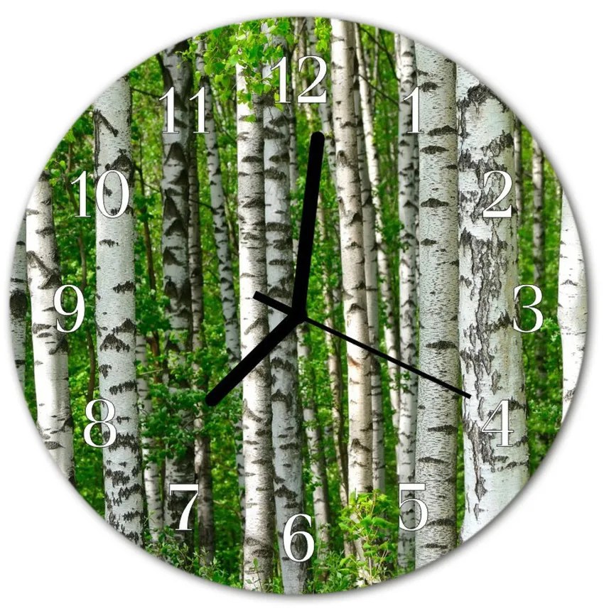 Nástenné skleněné hodiny Birch strom fi 30 cm