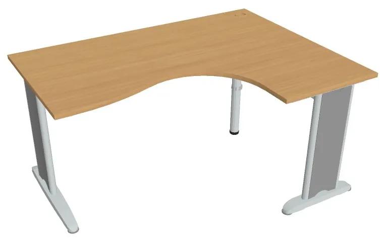 Stůl ergo oblouk levý 160×120/80 cm - Hobis Flex FE 2005 L Dekor stolové desky: buk, Barva nohou: Stříbrná