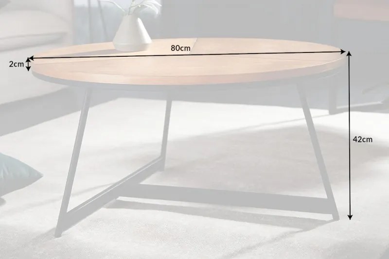 Přírodní kulatý konferenční stolek Elegance 80 cm