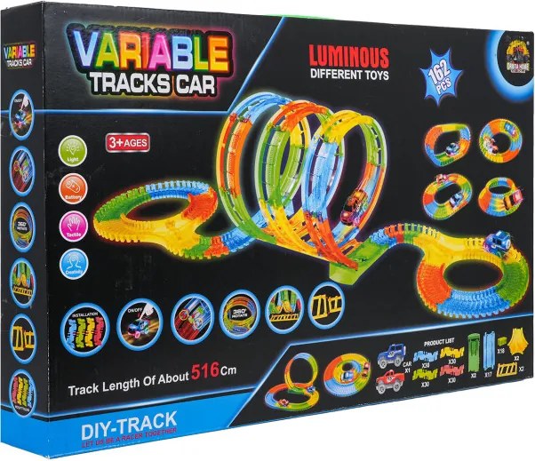 Autodráha VARIABLE 162-dílná svítící s autíčkem