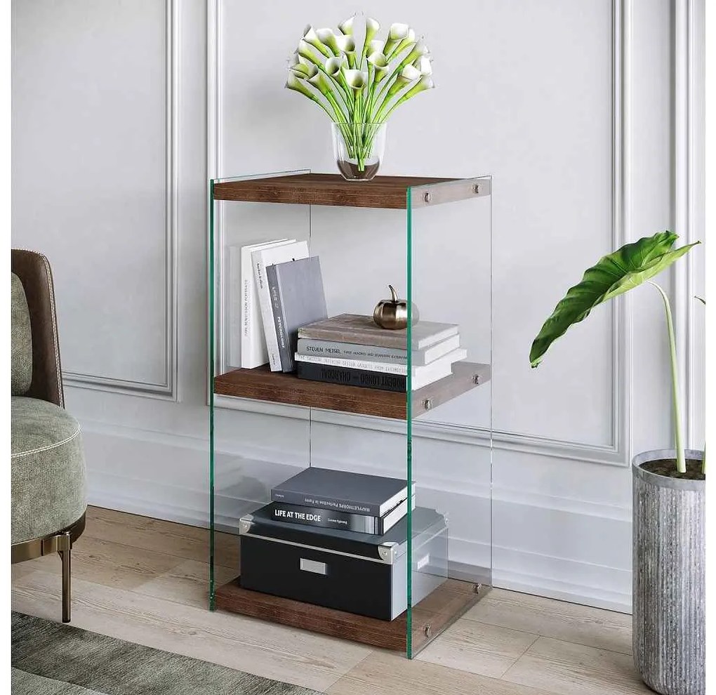 Designový regál Dalida 80 cm vzor ořech - skladem