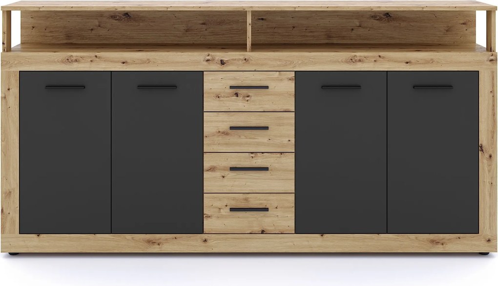 Komoda Luna 190 cm dub Artisan/černá