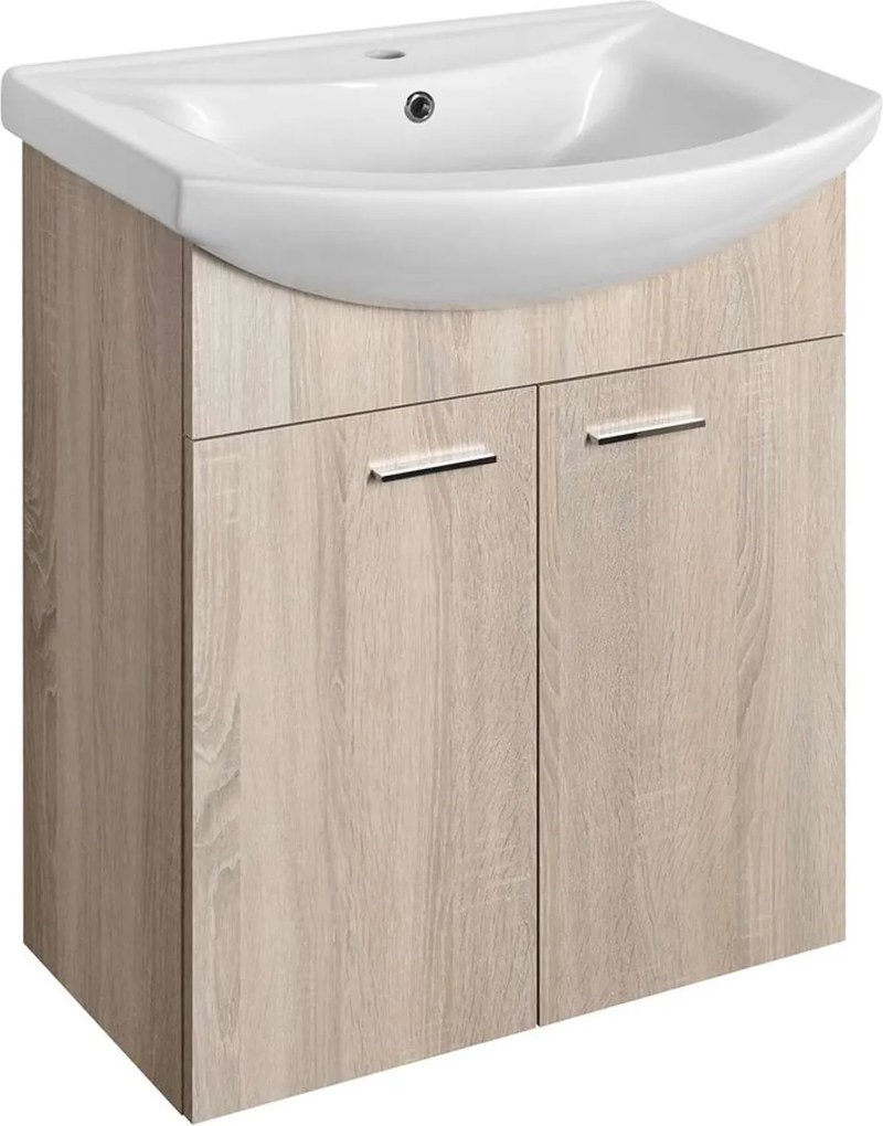 Aqualine Zoja - Umyvadlová skříňka 62x74x33 cm, dub platin, 2x dvířka 51163