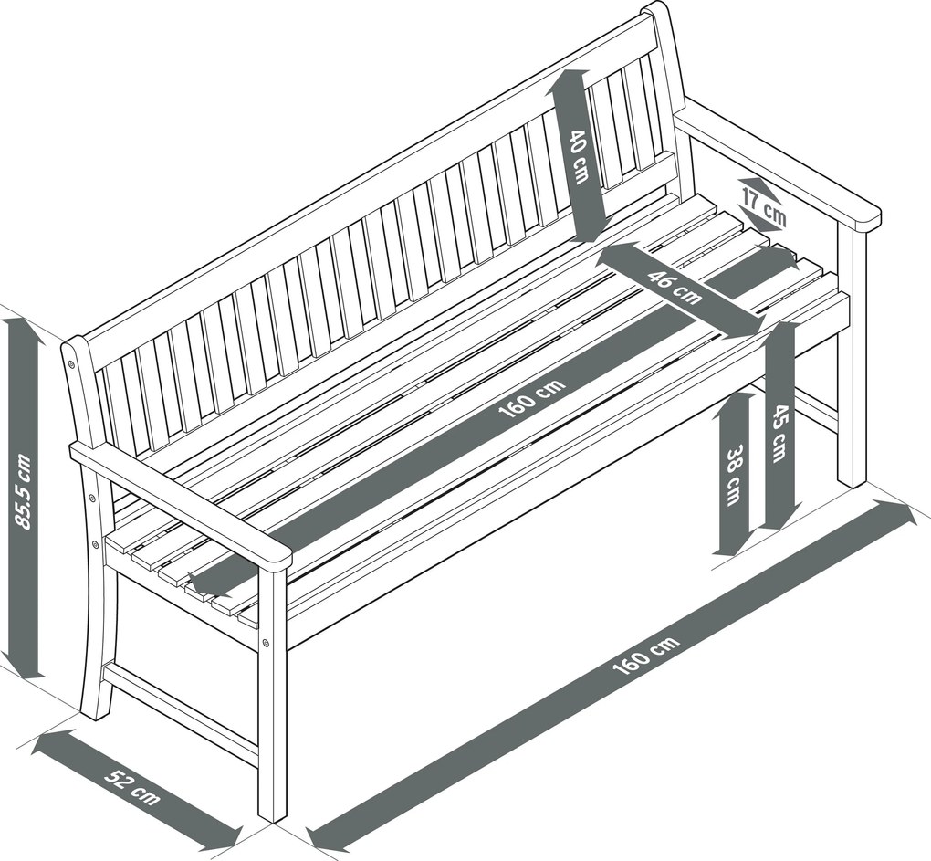 Tchibo - Klasická zahradní lavice z teakového dřeva - barva: hnědá