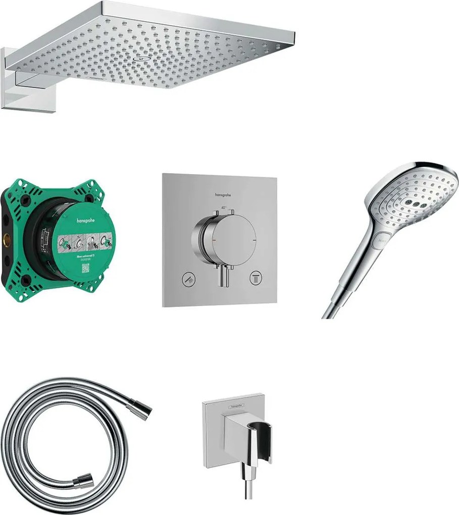 Hansgrohe Raindance E - Sprchový set s termostatem pod omítku, s tělesem, 30x30 cm, 3 proudy, chrom 24623000
