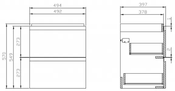 Cersanit S929-012 - Koupelnová skříňka pod umyvadlo MODUO 49,4x39,7 cm bílá