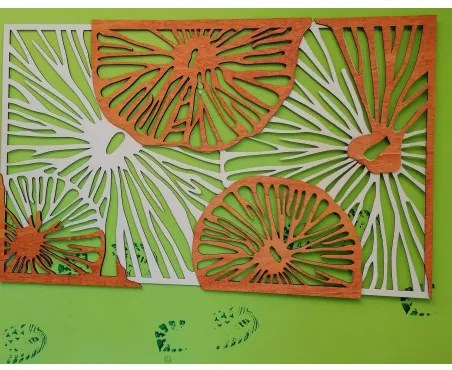 Vyřezávaný obraz na stěnu z dřevěné překližky orange 3D efekt KODJAK l SENTOP PR0299 5 casti
