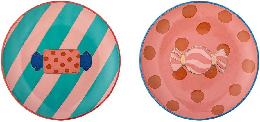 Růžové dezertní talíře v sadě 2 ks s vánočním motivem z kameniny ø 16 cm Caramella – Bloomingville