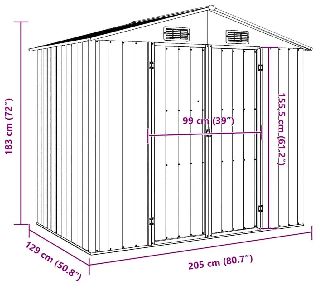 vidaXL Marketos Zahradní přístřešek zelený 205 x 129 x 183 cm pozinkovaná ocel