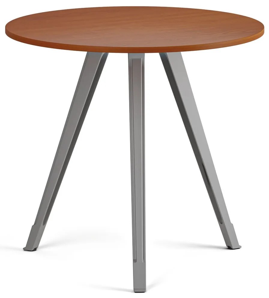 Konferenční stůl PRIMO ZEN, průměr 80 cm, šedostříbrná podnož, třešeň