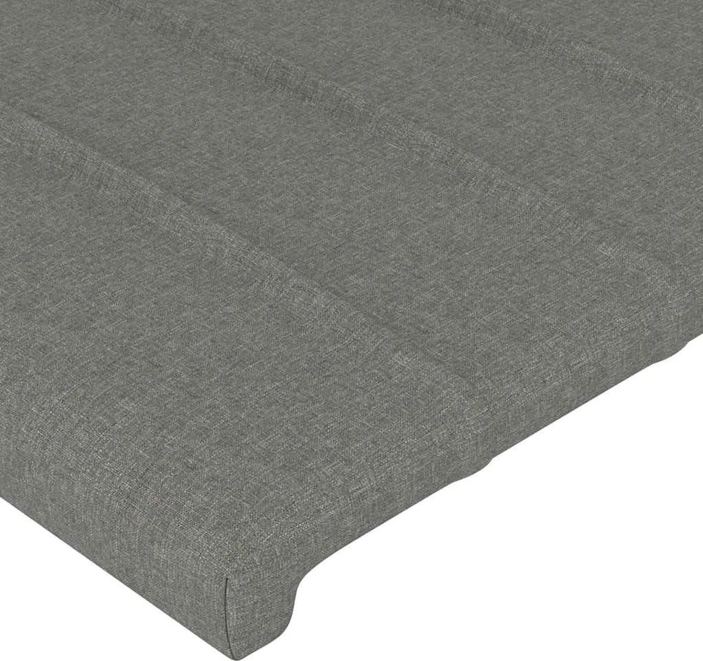 Čelo postele s LED tmavě šedé 100x5x118/128 cm textil 3122653