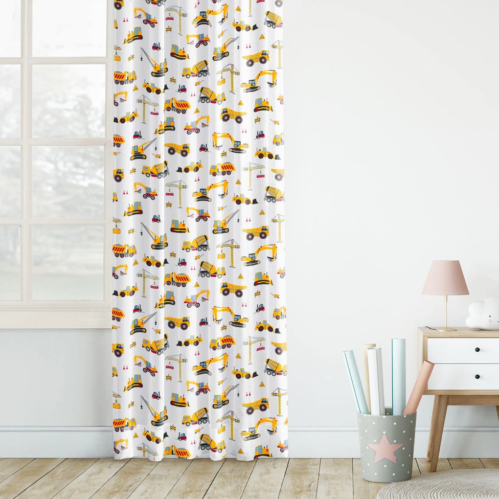 Goldea dětský bavlněný závěs - nákladní auta a bagry 180x150 cm
