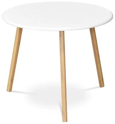 Autronic Konferenční stůl Stůl konferenční 60x60x50 cm,MDF bílá deska,nohy bambus přírodní odstín (AF-1144 WT)