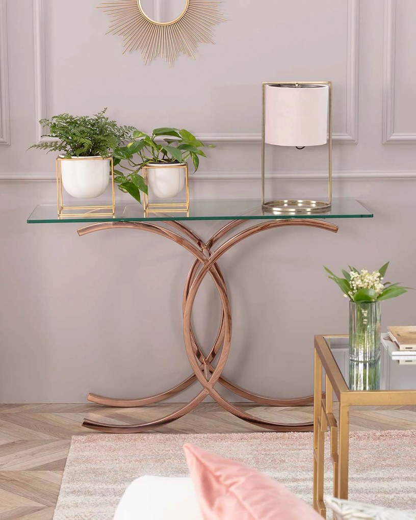 Boční stolek Chica rose gold 128x40x79cm