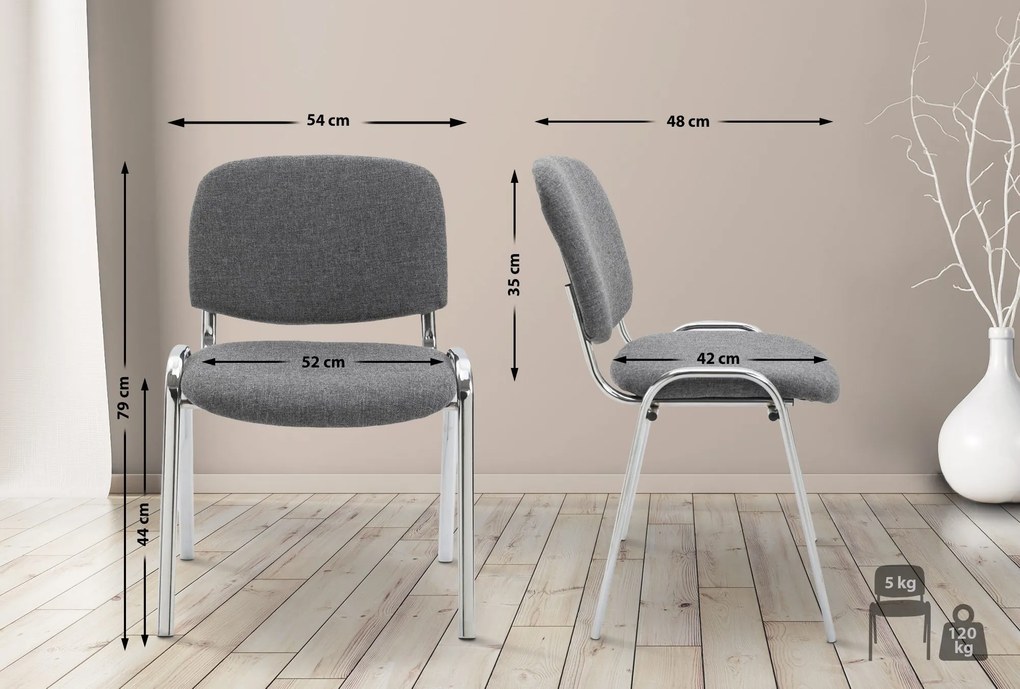 Konferenční židle Ken C látka – šedá