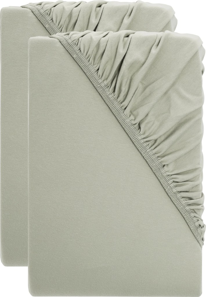 Livarno® Sada žerzejových napínacích prostěradel, 90–100 x 200 cm, 2dílná, zelená