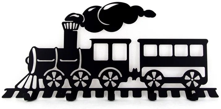 Kovový nástěnný věšák vlak 50x26cm různé barvy Barva: černá
