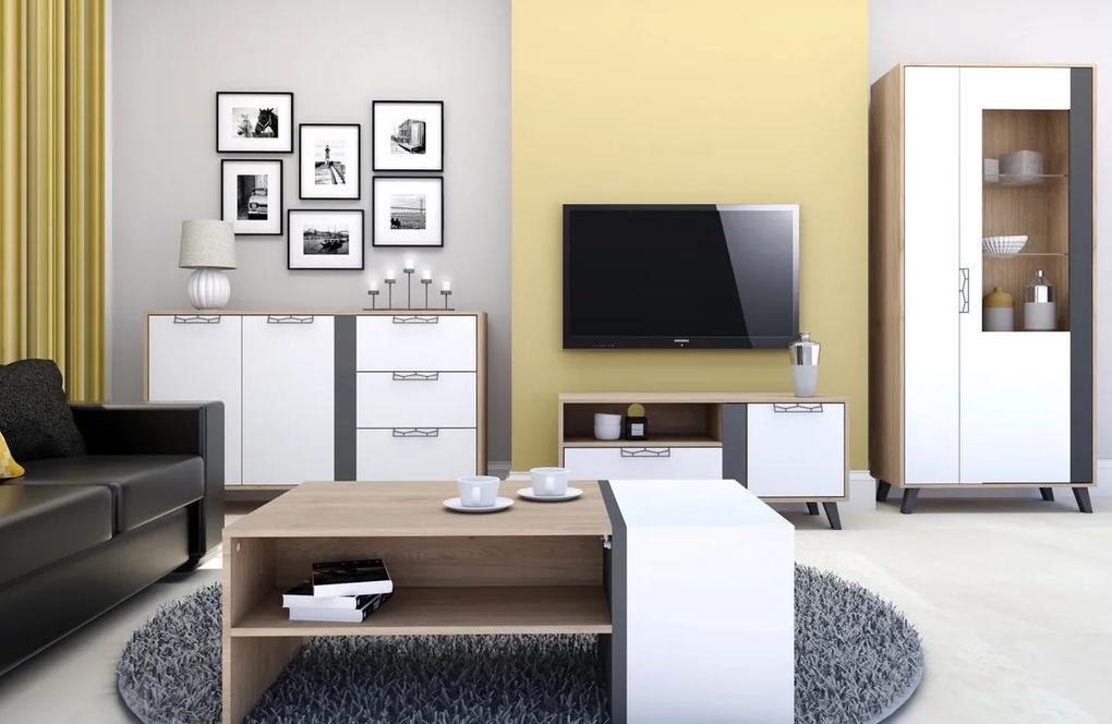 Casarredo - Komfort nábytek Televizní stolek DONORI 24 1D1S ořech americký/bílá/grafit