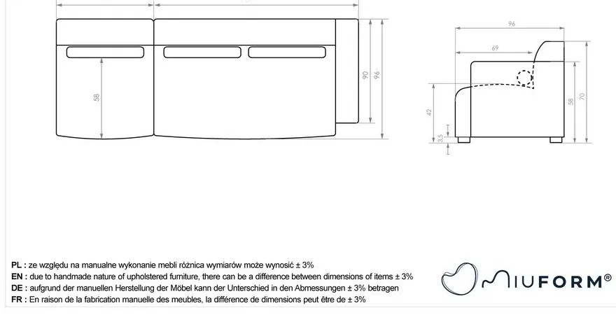 Béžová lenoška (pravý roh) Flex Felix – Miuform