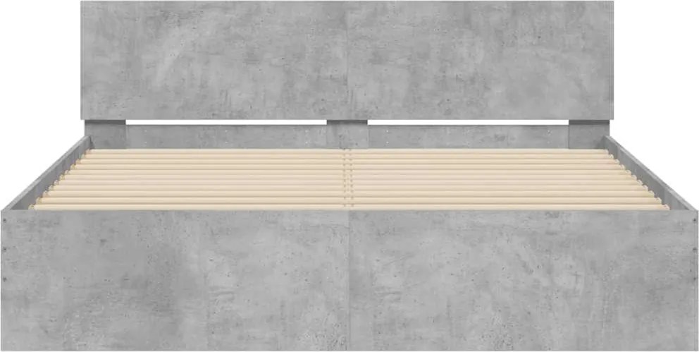 Rám postele s čelem betonově šedý 140 x 200 cm 3207486