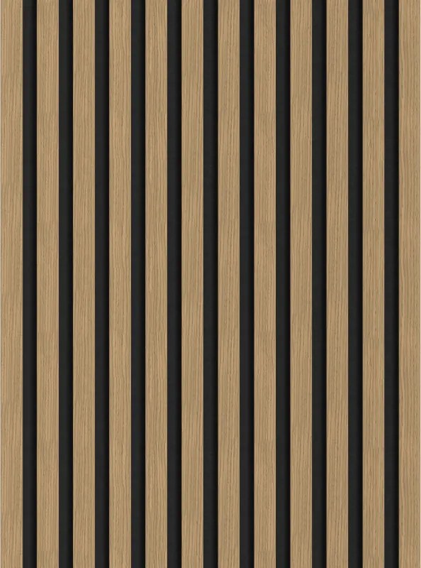 Mexen Lam-F, akustické stěnové lamely 275 × 30 cm, plstěný podklad 8 mm, technická dýha, ořech lněný, S105-275307-3015-015