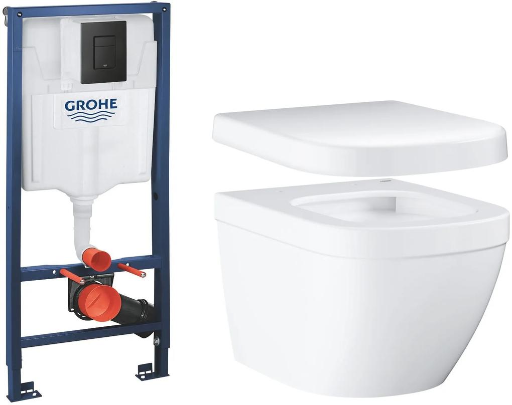 Set záchodová mísa Grohe Euro Ceramic 3920600H, podomítkový WC modul se splachovacím tlačítkem Grohe Solido 38811KF0, 39330001
