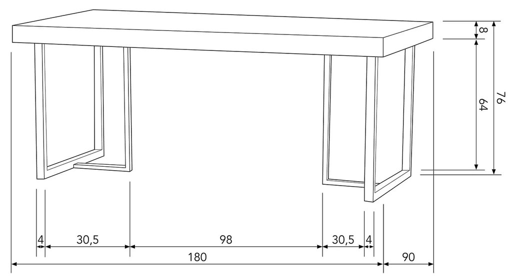 Jídelní stůl manero 180 x 90 cm tmavě hnědý MUZZA